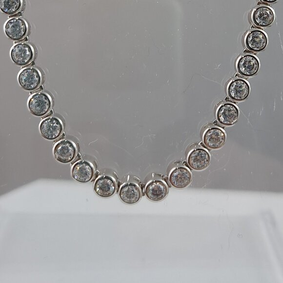 Hespera | Jewelry | Hespera Bezelset Necklace In Silver Finish | Poshmark